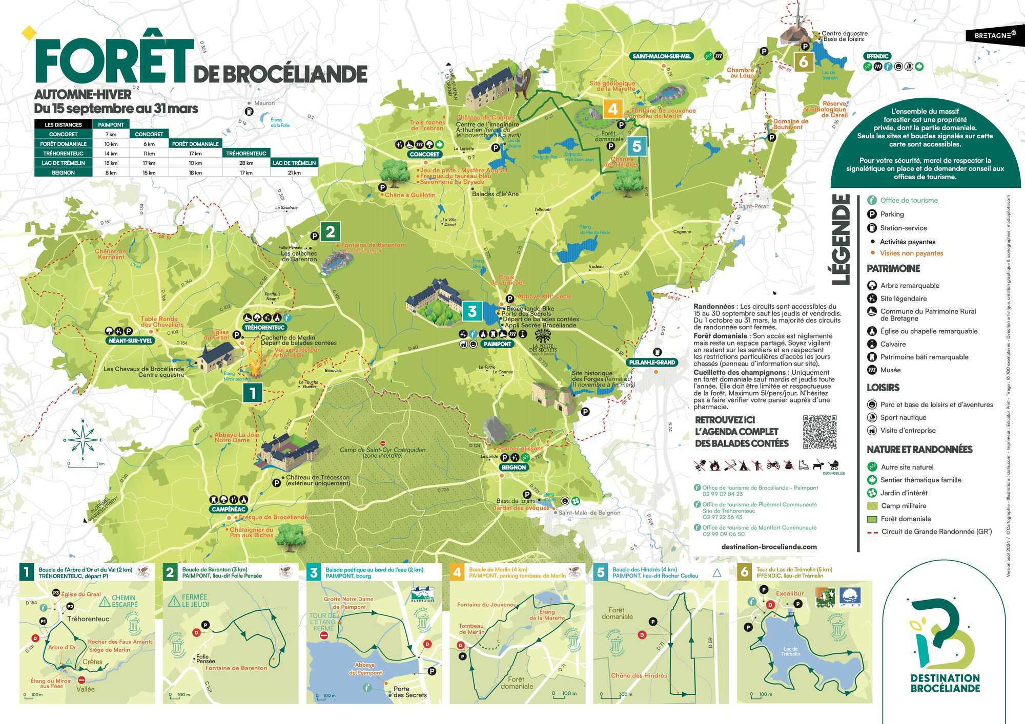 Selon la saison Cartes de la forêt de Brocéliande - Brocéliande en Bretagne